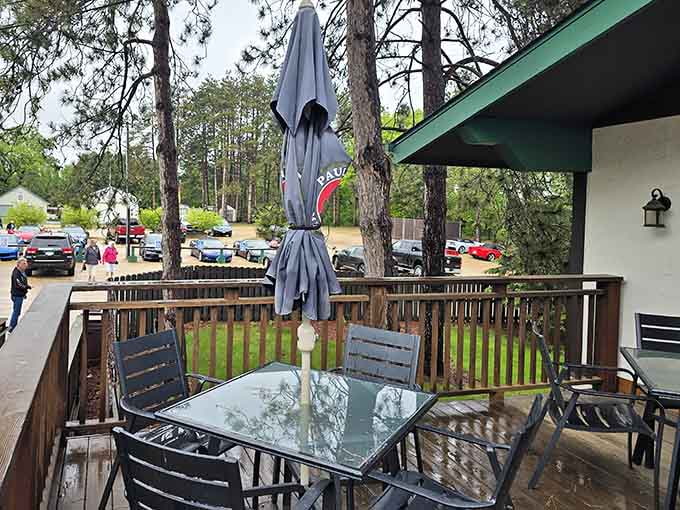 The outdoor patio offers the perfect spot for enjoying cold German beer under the open sky on beautiful Minnesota days.