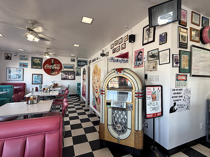A working jukebox stands ready to provide the soundtrack to your meal &ndash; quarters required, dancing optional.