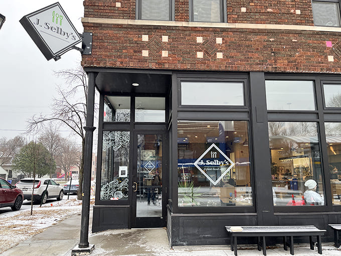 Even the exterior bench invites you to sit, relax, and contemplate the delicious decisions you're about to make inside.