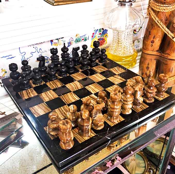 This handcrafted chess set doesn't just offer a game &ndash; it presents a battlefield of beauty where strategy meets artistry.