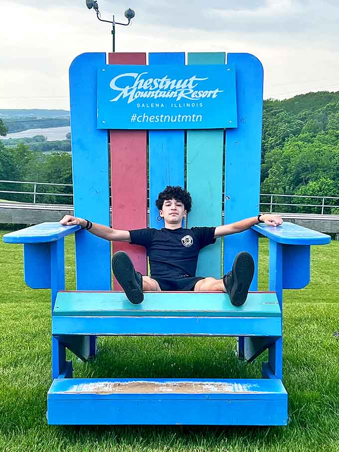 This oversized chair proves that sometimes the best photo ops are the simplest ones, no filter needed for this Instagram gold.