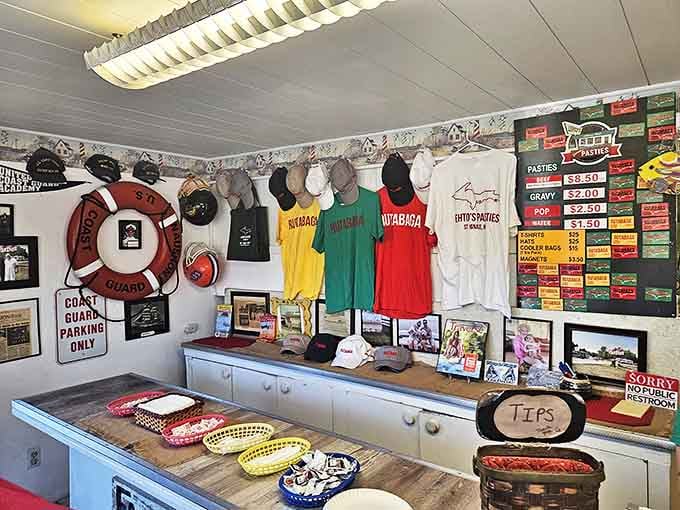 The merchandise wall offers t-shirts in Rutabaga-inspired colors &ndash; wear your pasty pride back home and make your friends jealous.