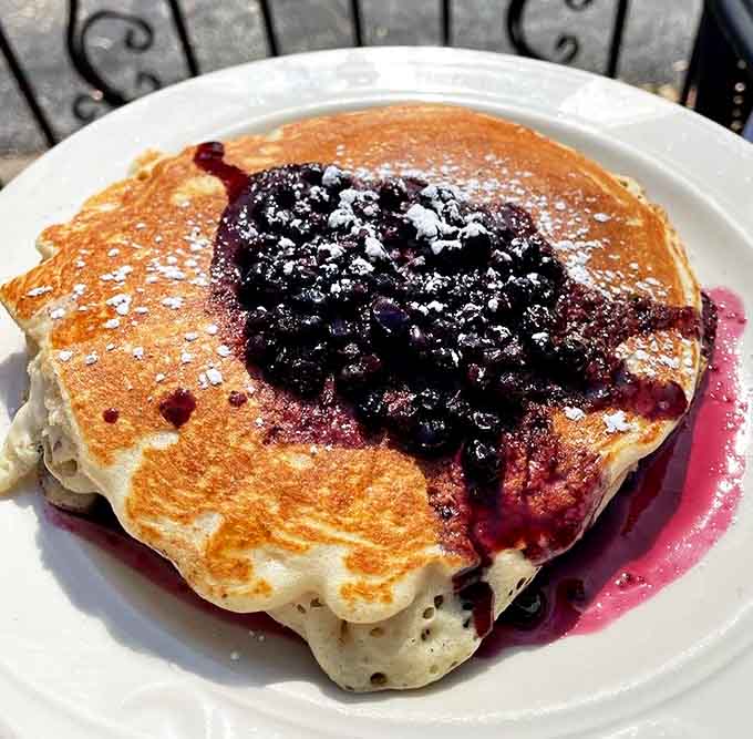Lemon blueberry pancakes arrive fluffy and fruit-studded, like little clouds decided to taste delicious.