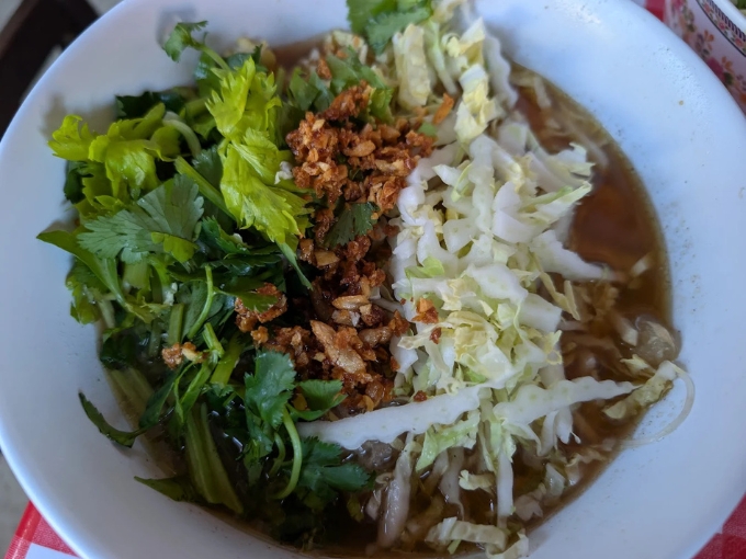 Burma meets Vermont in this aromatic fish soup, a rare treat that showcases the kitchen's range beyond traditional Thai offerings.