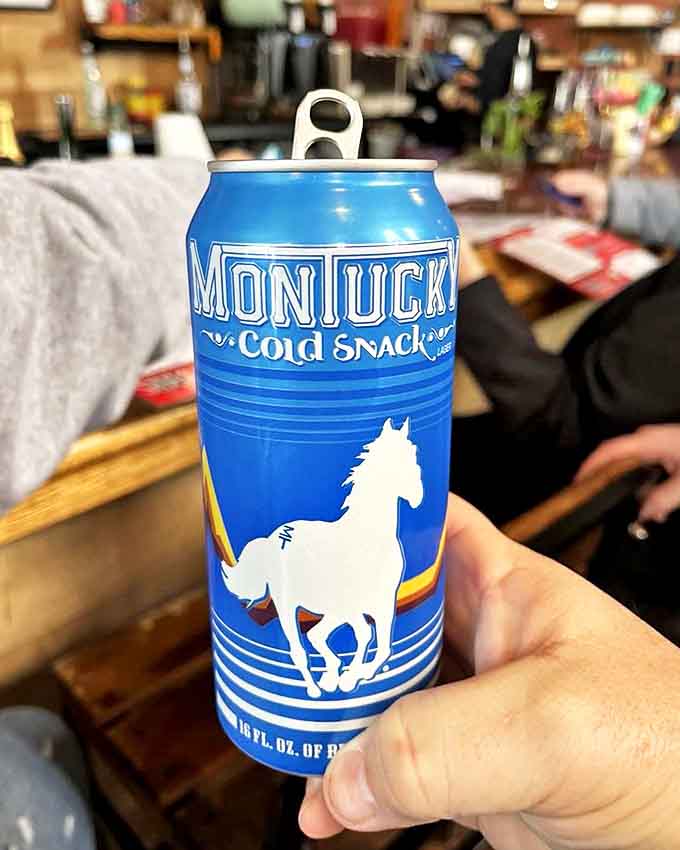 Montucky Cold Snack has become a favorite among Watson&rsquo;s regulars&mdash;that blue can with the galloping horse signals good times ahead.