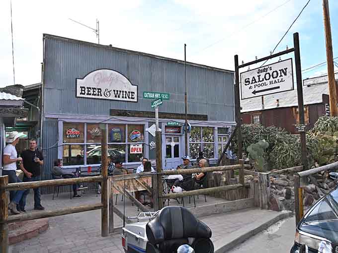 Judy's Saloon offers cold drinks and Old West atmosphere, the perfect combination for travelers who've earned a break from burro wrangling.