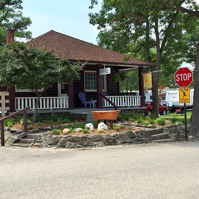 The park office welcomes visitors with rustic charm and all the information needed for the perfect Michigan adventure.