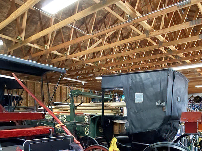 Vintage horse-drawn carriages remind visitors that transportation once required actual horsepower, patience, and a strong tolerance for bumpy roads and weather.