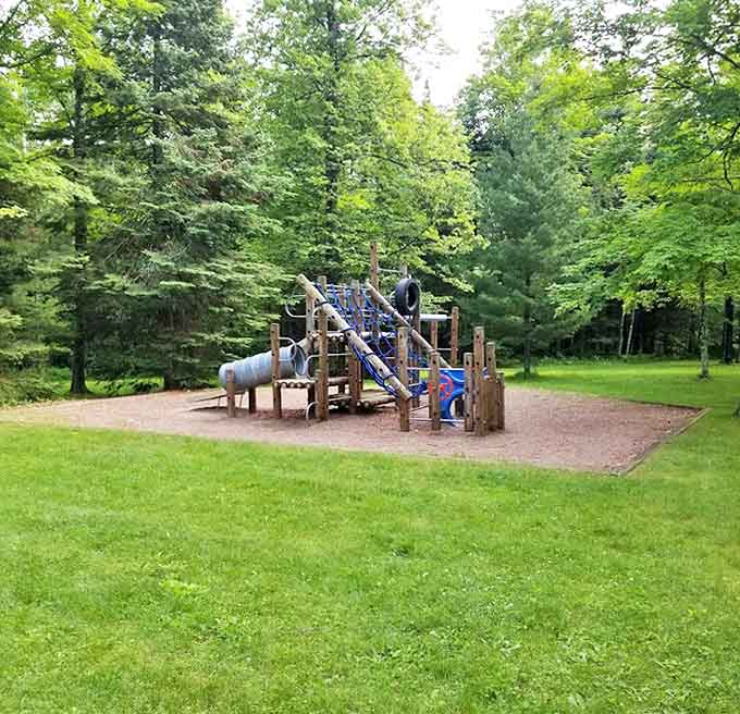 A playground where kids can burn energy while parents pretend they're not jealous of all that youthful enthusiasm.