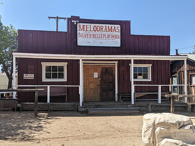 The Silver Belle Playhouse stands ready for its next melodrama, a cultural touchstone where entertainment traditions from the mining era live on.