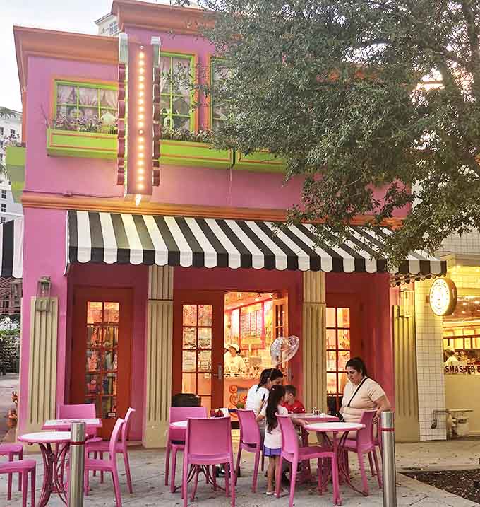 Pink tables under Florida sunshine &ndash; the perfect spot to contemplate the life choices that led to such delicious consequences.