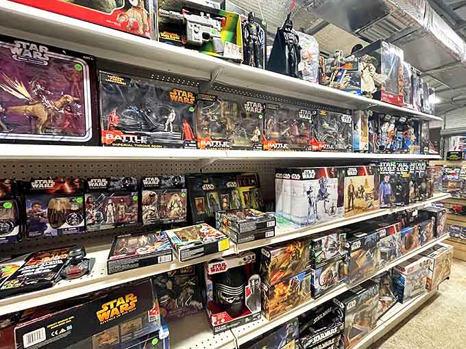 Star Wars figures from galaxies far, far away fill shelves with plastic Force power, their value increasing faster than Tatooine real estate.