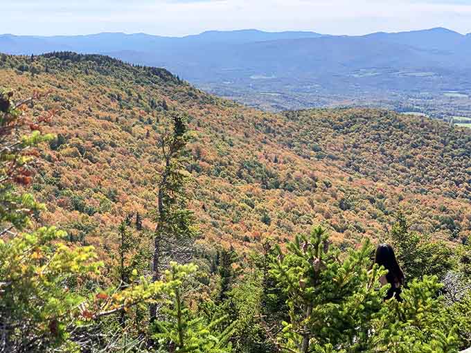 The view from Stowe Pinnacle makes every step of that hike worth it, like nature's own reward system.