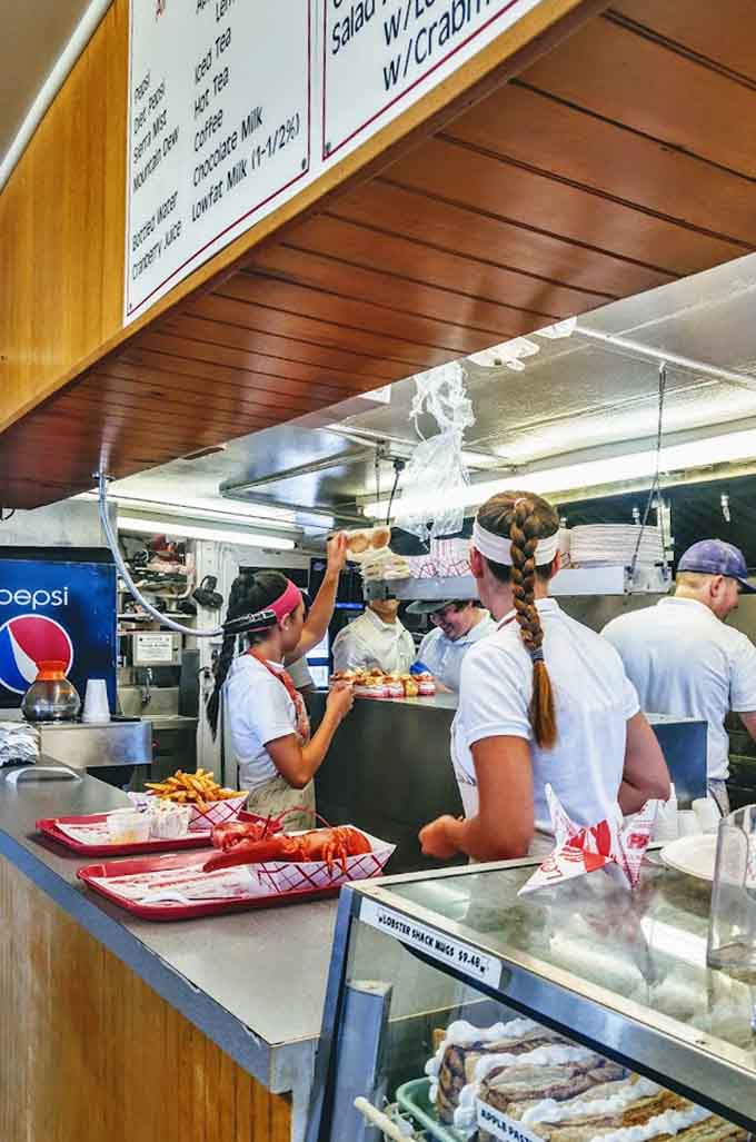 The hardworking staff keeps the operation running smoothly, ensuring fresh food flows steadily from kitchen to happy customers all day long.