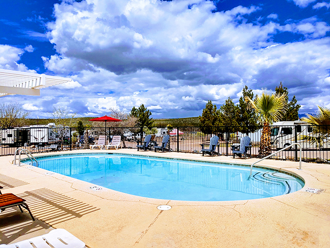 The RV park's inviting pool offers sweet relief from the Arizona heat &ndash; something those dusty cowboys of yesteryear would have traded their six-shooters for.