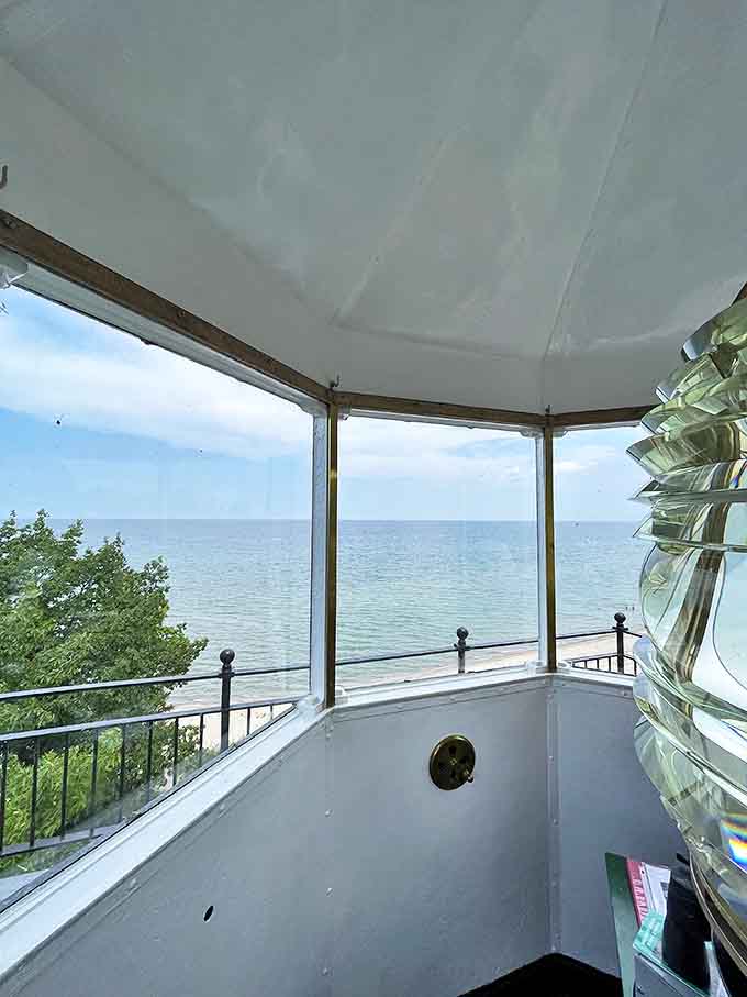 From the lighthouse tower, Lake Huron stretches endlessly toward the horizon, offering the same breathtaking panorama that keepers monitored vigilantly for ships in distress.
