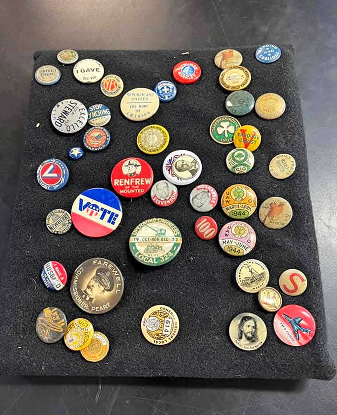 Political pins spanning decades of American history &ndash; more revealing than any textbook about what really mattered to voters.