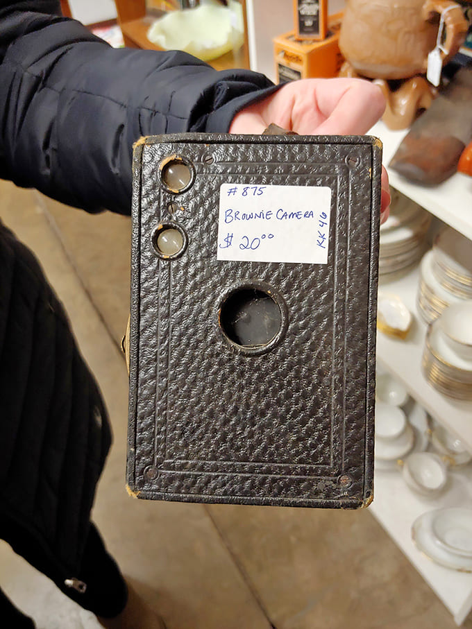 This Brownie camera captured countless memories in glorious black and white, back when photography required actual film and genuine patience.