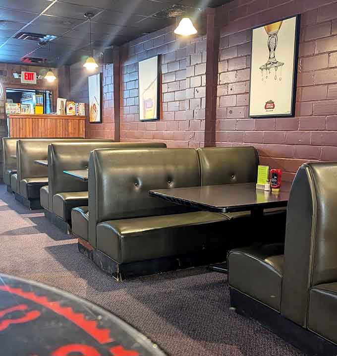 These classic diner booths have probably heard a thousand conversations over coffee and eggs, and they're ready for a thousand more.