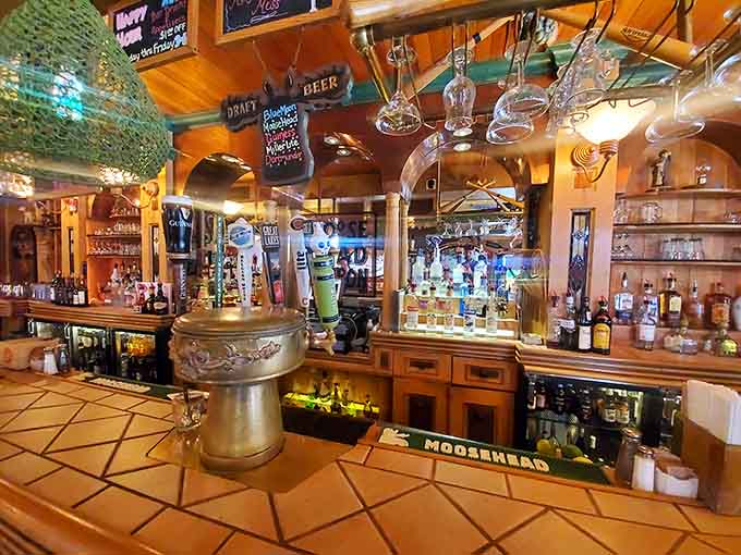 The bar area where regulars have their designated stools and first-timers quickly feel like they've been coming for years &ndash; the heart of Moosehead's community vibe.