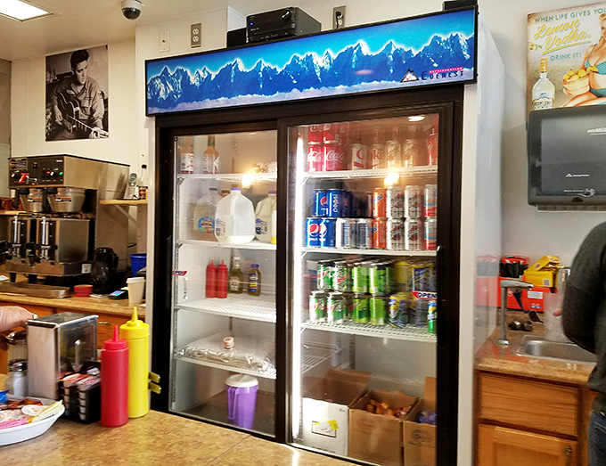 The beverage cooler stocked with classics &ndash; because sometimes a cold soda is the perfect companion to a hot, fresh burger.