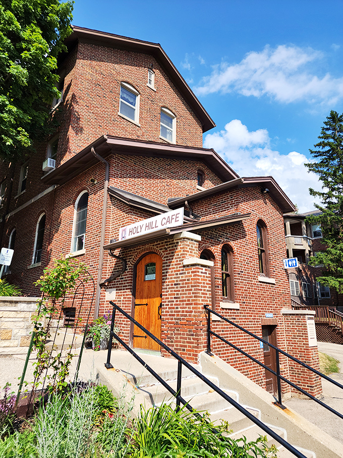 In autumn, Holy Hill achieves peak magnificence, its red brick towers contrasting perfectly with the fiery foliage of surrounding maple forests.