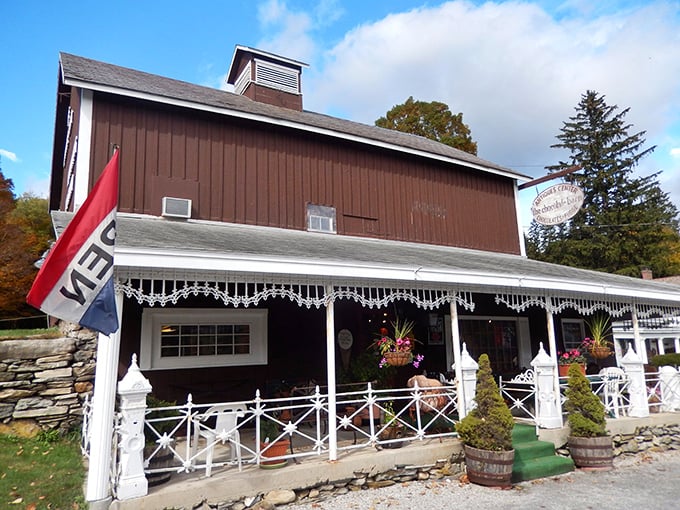 Fall foliage frames this chocolate paradise - even Mother Nature seems to complement The Chocolate Barn's rustic charm.