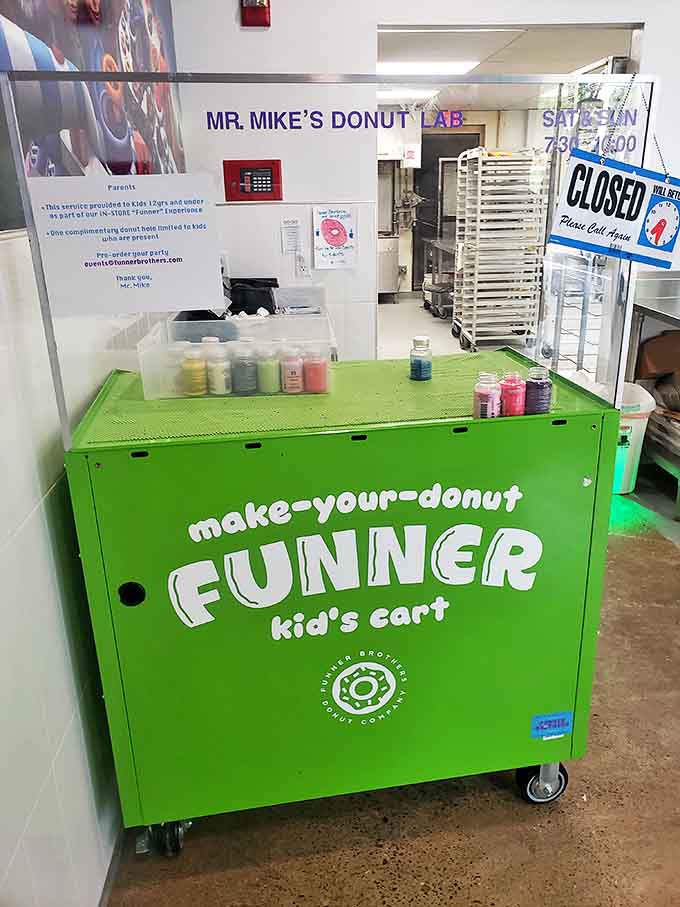 Make-Your-Donut Funner Kid's Cart: Mr. Mike's Donut Lab &ndash; where little hands create big memories and future pastry chefs get their start.