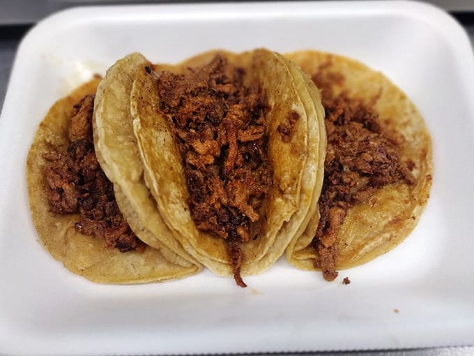 Taco minimalism at its finest: Sometimes all you need is well-seasoned meat on a perfect tortilla to achieve culinary bliss.