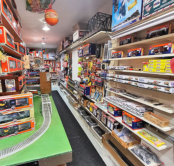 The trading post section tempts visitors with endless shelves of train treasures &ndash; warning: your wallet may suddenly feel much lighter!