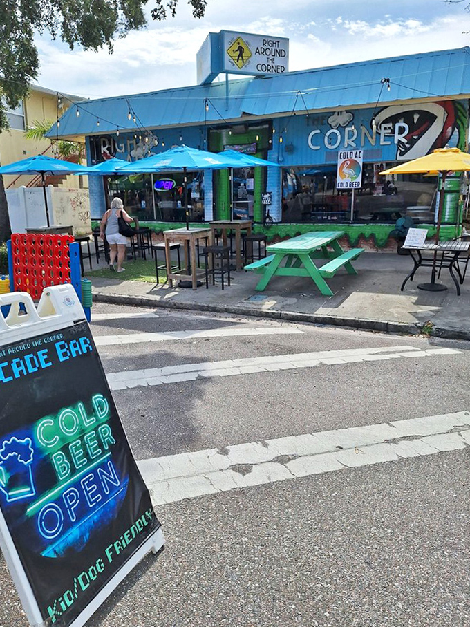 The outdoor patio offers a perfect respite between gaming sessions, where fresh air and conversation complement the indoor digital adventures.