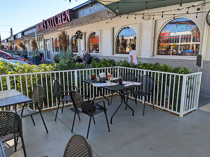 The outdoor seating area offers Florida sunshine with your coffee, perfect for those who like vitamin D with their vitamin B12.