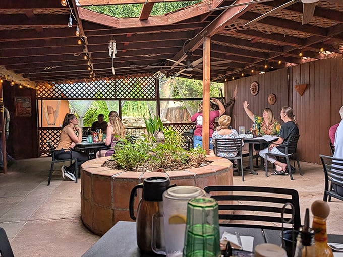 The outdoor patio offers al fresco dining under Arizona skies, where every meal comes with a side of gentle desert breezes.
