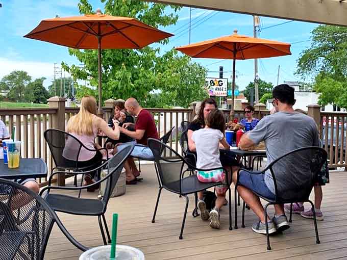 The outdoor deck provides the perfect spot for enjoying barbecue in the fresh air when Illinois weather decides to cooperate.