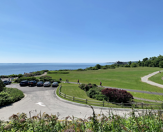 The parking area offers easy access to Fort Williams Park, where Maine's coastal beauty and maritime history await exploration.