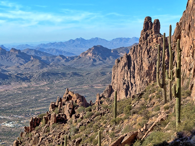 Layers of mountains fade into the distance like a watercolor painting, each ridge telling its geological story.