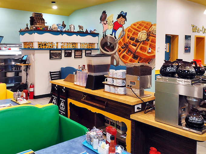 Every corner reveals thoughtful details, from the colorful walls to the whimsical artwork celebrating Cincinnati's food heritage.