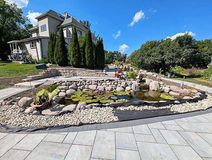 The water garden provides a peaceful retreat right on the property, because even the most charming inn benefits from a tranquil outdoor space for quiet contemplation.