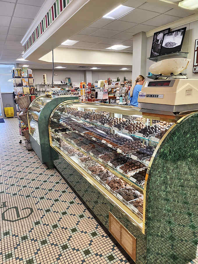 The display case &ndash; a glass-fronted museum of chocolate artistry that has caused more nose prints and longing sighs than any window in Ohio.