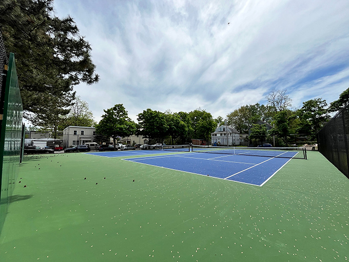 Roosevelt Park's tennis courts await their next match, the freshly painted lines as precise as the serves they'll soon witness.