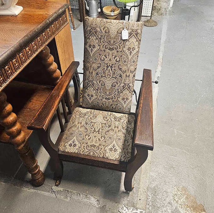 This ornate wooden chair isn't just seating &ndash; it's a throne waiting for someone who appreciates craftsmanship over convenience.