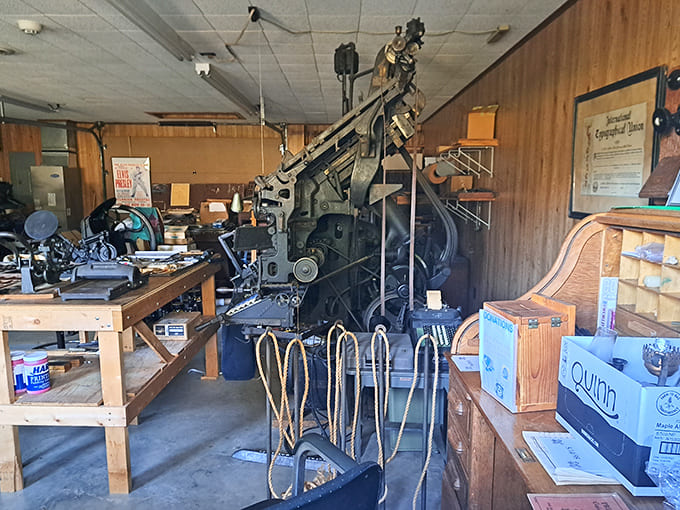 This antique linecasting machine once produced newspapers that people actually read cover to cover instead of just skimming headlines on their phones.