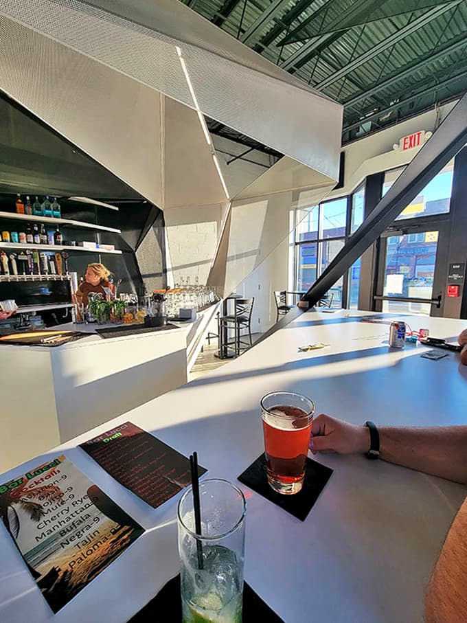 The modern bar area offers a sleek contrast to traditional pizza-making &ndash; where craft beers and Italian classics meet Ohio hospitality.