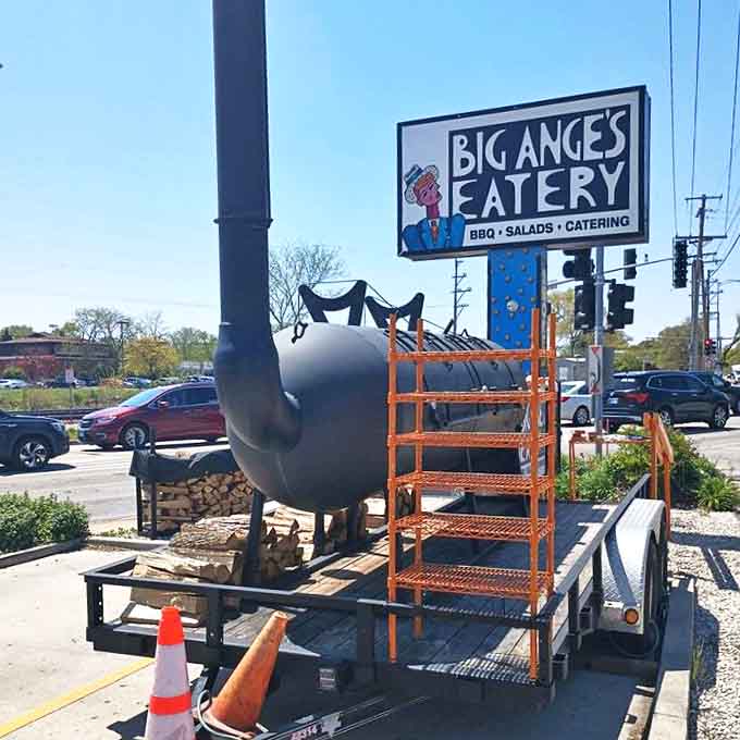 The giant smoker out front isn't just for show, it's the hardworking hero responsible for that legendary brisket everyone's talking about.