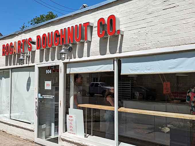 The storefront welcomes you with flowers and the promise of the best donut you'll eat this week, guaranteed.
