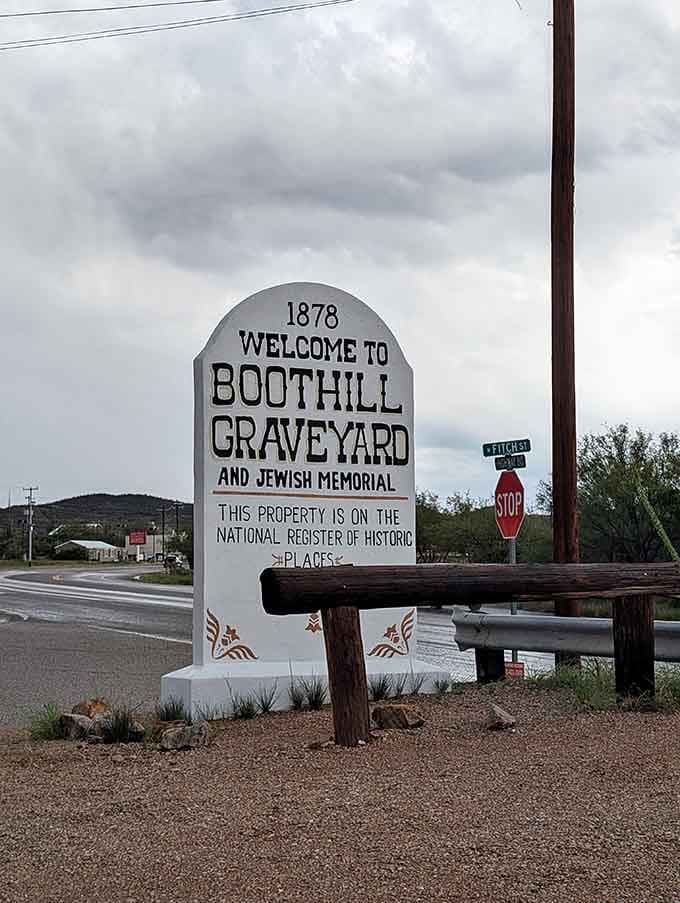 Welcome to Boothill: where history meets highway and tourists discover that the Wild West was wilder than any movie suggested.