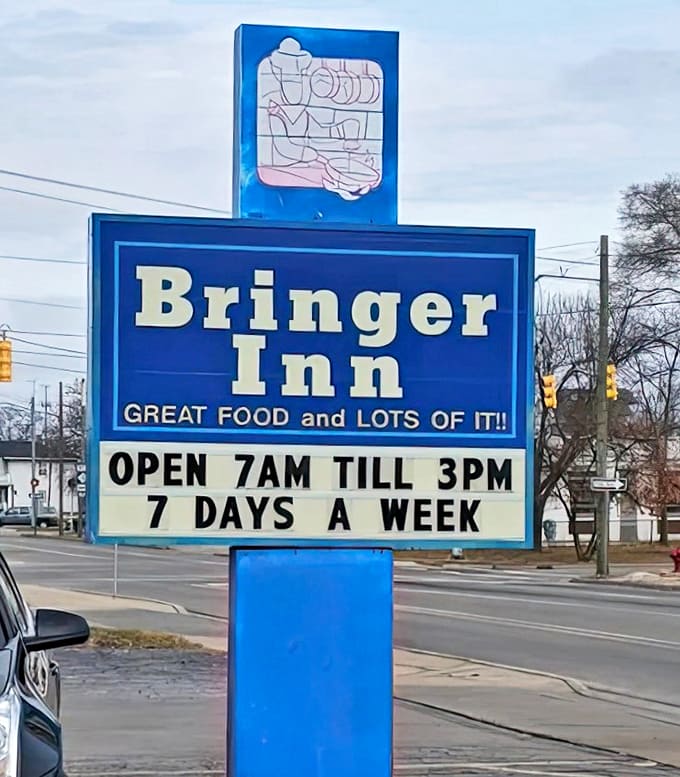 The sign says it all: "GREAT FOOD and LOTS OF IT!!" &ndash; perhaps the most honest advertising in the restaurant business.
