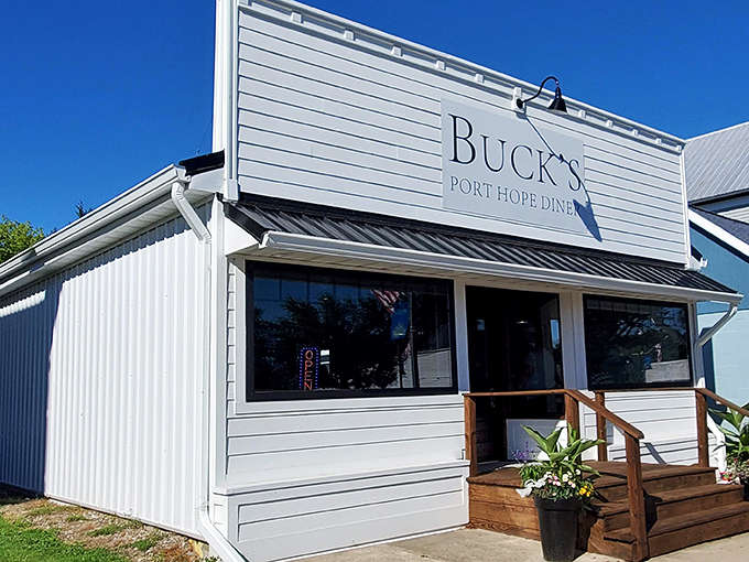 Morning sunshine highlights Buck's inviting facade &ndash; a humble exterior that belies the extraordinary culinary experiences waiting inside.