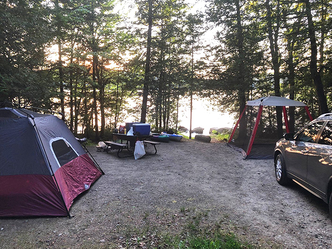 Lakeside camping at its finest &ndash; where your morning coffee comes with a side of misty waters and the gentle calls of loons.