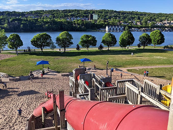 The Chutes and Ladders playground proves that Houghton's most magical views aren't just for grown-ups &ndash; childhood wonder meets lakeside splendor.